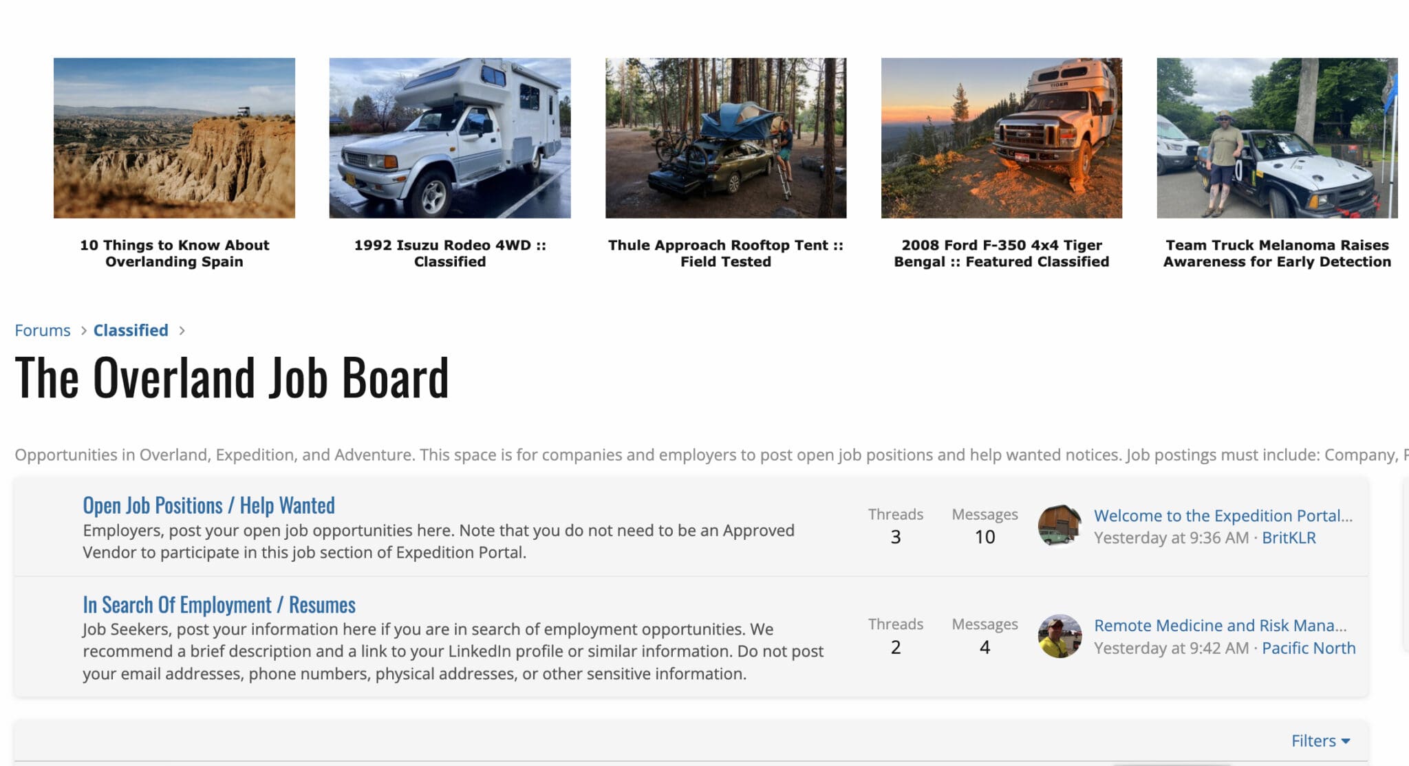 Expedition Portal Launches the Overland Job Board